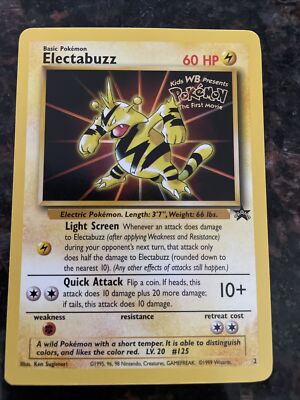 Electabuzz # 2 WB Gold Stamped Black Star PROMO WOTC Rare Pokemon Card ...