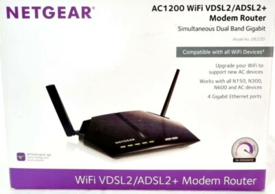 Netgear D6220 AC1200 Wireless Wifi VDSL2 ADSL2+ Modem Gigabit Router | eBay