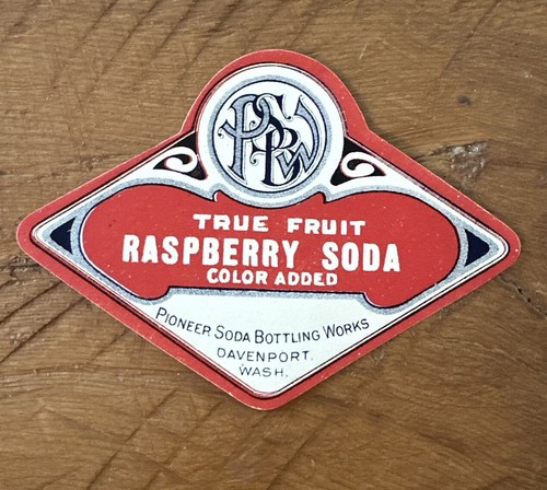 Pioneer Soda Bottling Works Labels Davenport WA True Fruit Raspberry ...