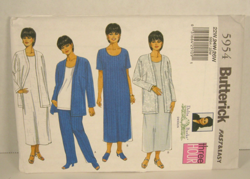 Butterick 3 Hour Pattern 5954 Jacket, Top, Dress & Pants Women's 22W-26W Uncut | eBay