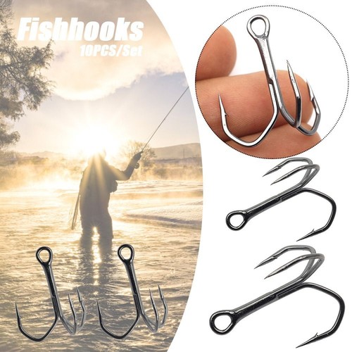 Barbed Hooks Lure High Carbon Steel Treble Jig Fishhooks Fishing Tackle | eBay