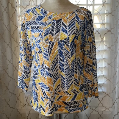 Petite M Ruby Red Women's Top Colorful Blue Orange Yellow White 3/4 ...