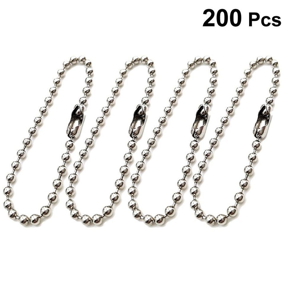 200 PC Metal Key Ring Chain Dog Tag Necklace Beaded Buckle Connectors ...
