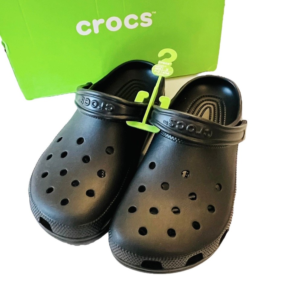 NEW Black CROCS Clog Shoes Men's 8, Women's 10, EU 41, UK 7.5 Sandals ...