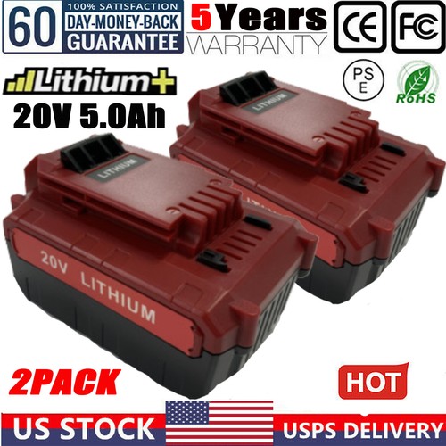 2PCS 5.0AH FOR PORTER CABLE 20 VOLT LITHIUM-ION BATTERY 20V MAX PCC680L ...