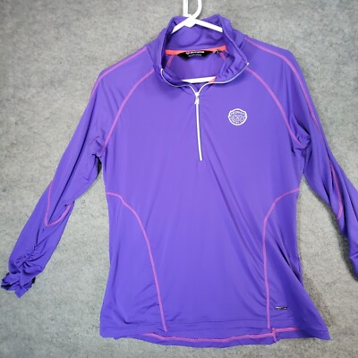 SUNICE Shirt Womens Large Purple Golf Logo 1/4 Zip | eBay