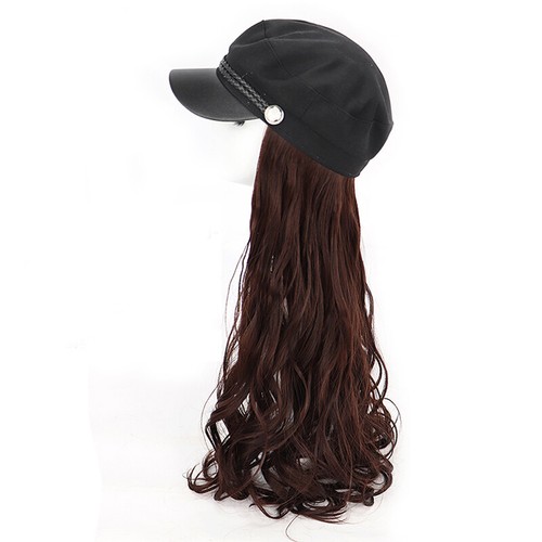 Cap Wig Beret Hat Full Long Curly/Straight Hair Cosplay Girl Synthetic ...