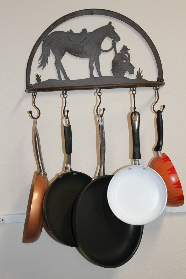 Pots And Pan Storage Organizer Rack Western Cowboy Theme, 20 inch wide ...