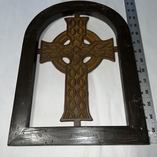 CAST IRON CELTIC CROSS IN WOODEN FRAME | eBay