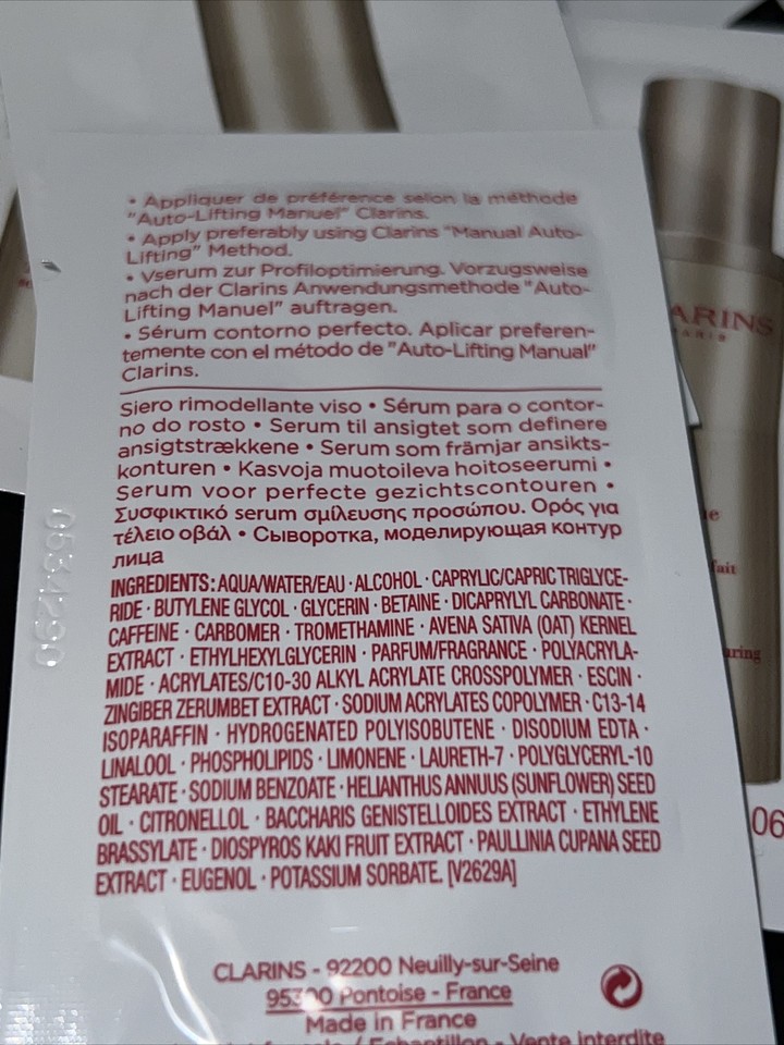 50x Clarins Shaping Face Lift Serum Sample Packets 0.06oz/2 ml Total V ...