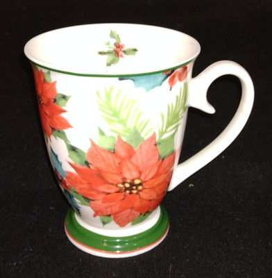 EILEEN'S RESERVE TEA CUP WITH RED FLOWERS 4" TALL WITH FLOWER INSIDE ...