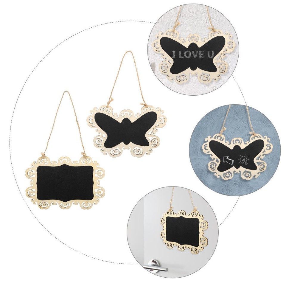 4Pcs Hanging Chalkboards Wooden Blackboard Plaque Practical Message ...