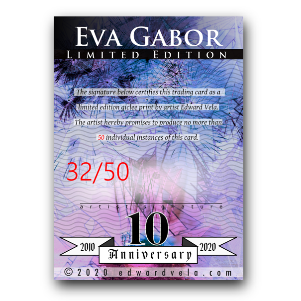 Eva Gabor Art Card Limited 32/50 Edward Vela Signed (Celebrities Women ...