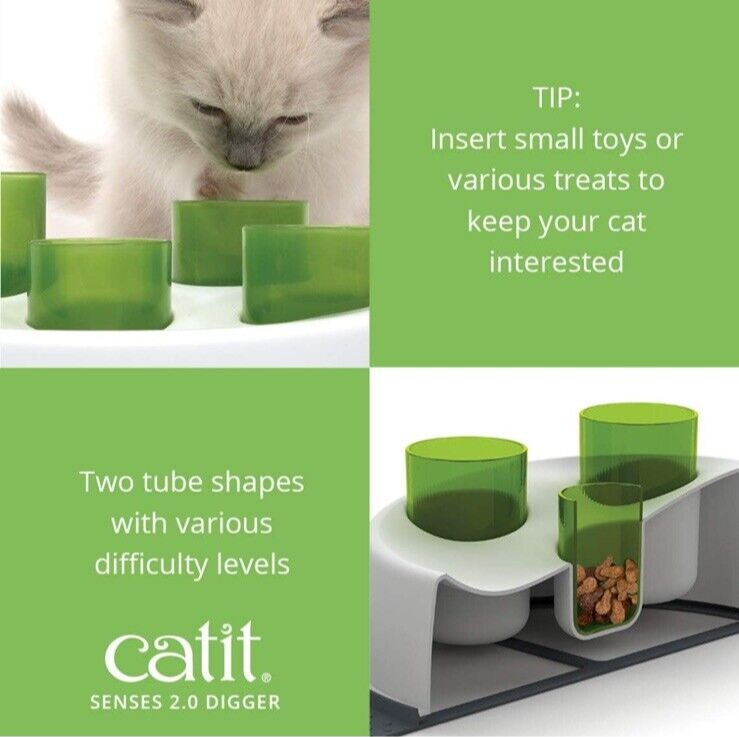 Cat Catit Senses 2.0 Digger Interactive Slow Feeder Turn Mealtime into ...