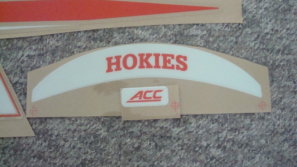VIRGINIA TECH HOKIES FULL SIZE FOOTBALL HELMET DECALS W/STRIPE ...