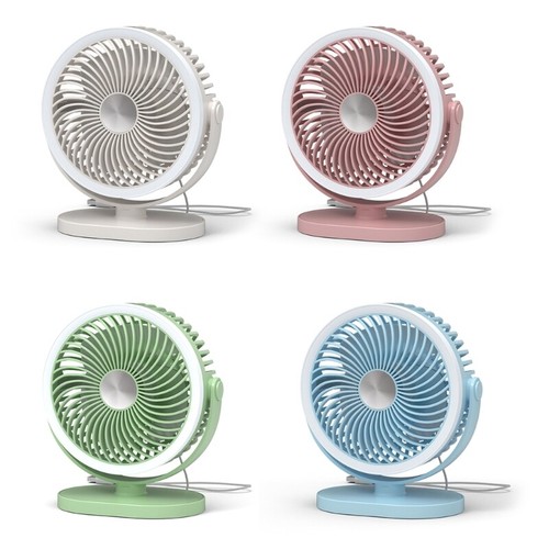 USB Desk Fan Quiet 360° Rotation 2-Speed Adjustable With LED Light For ...