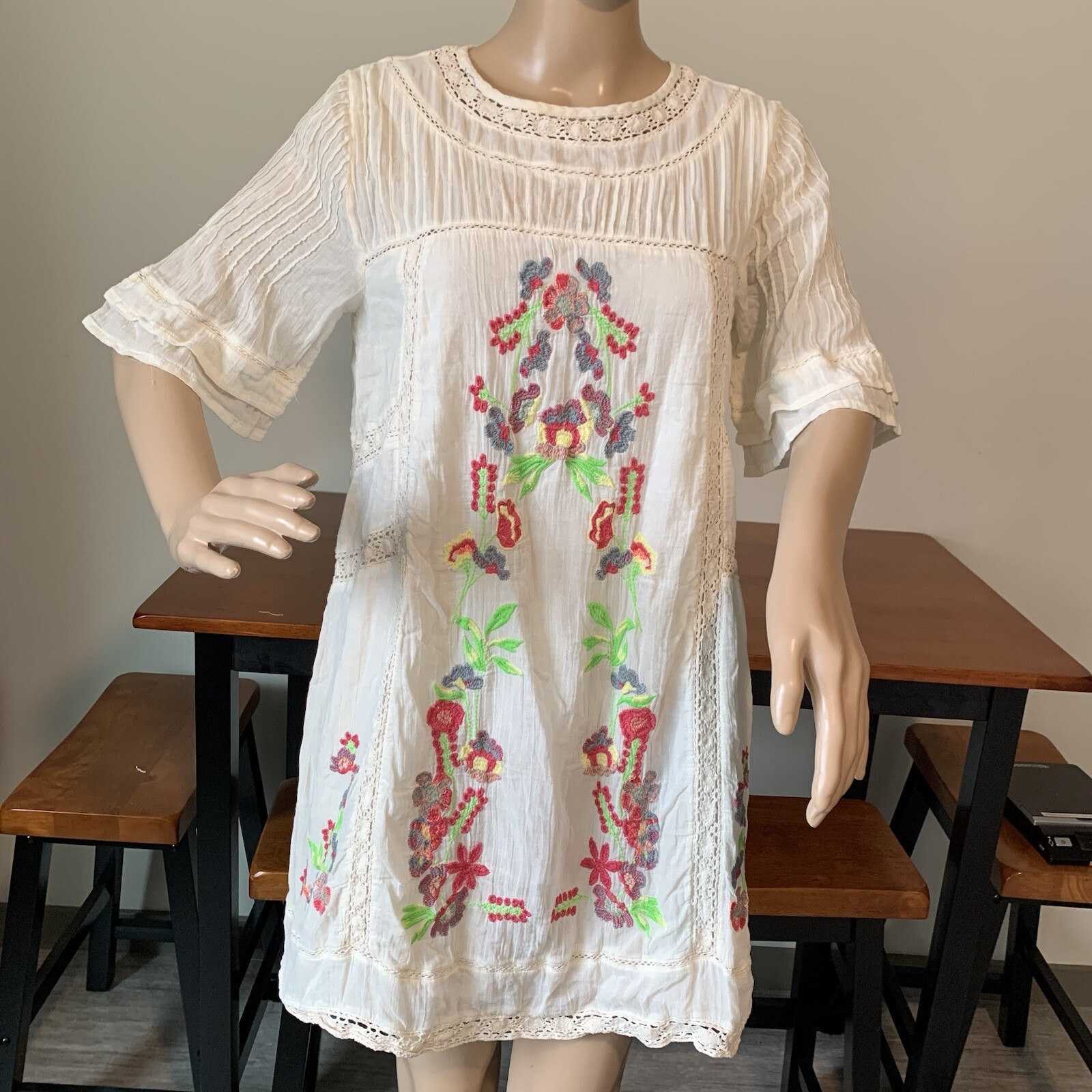 Free People Perfectly Victorian Mini Dress L Embroide… - Gem