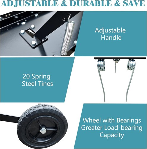 48in Tow Behind Lawn Dethatcher,24 Durable Spring Steel Tines Lawn ...