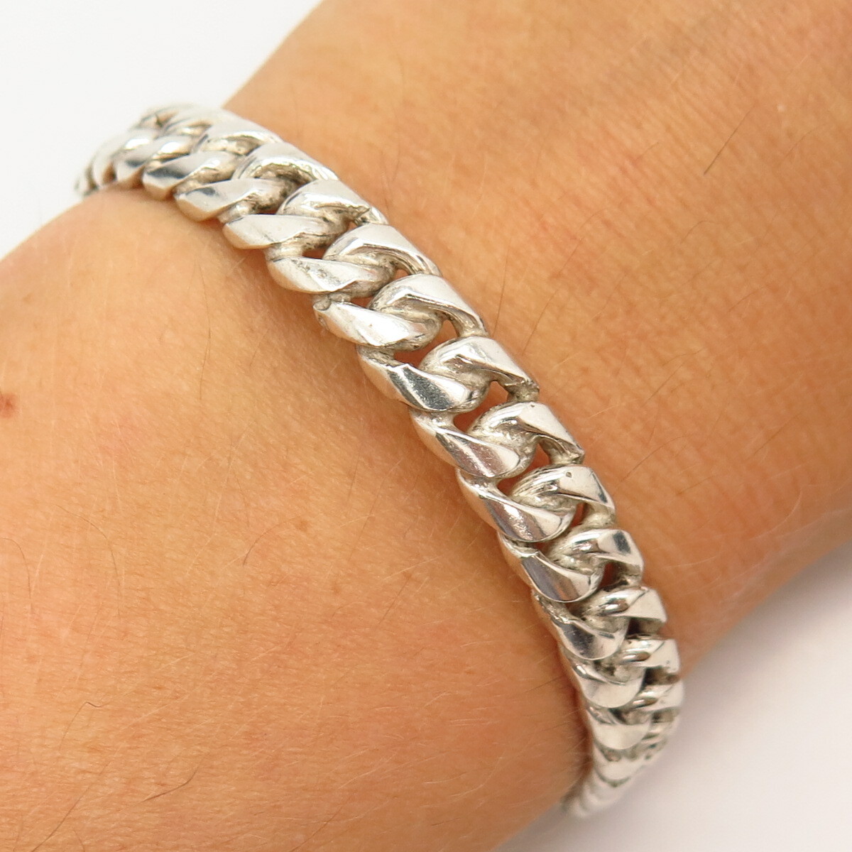 925 Sterling Vintage Mexico Cuban Link Design Hinged … - Gem