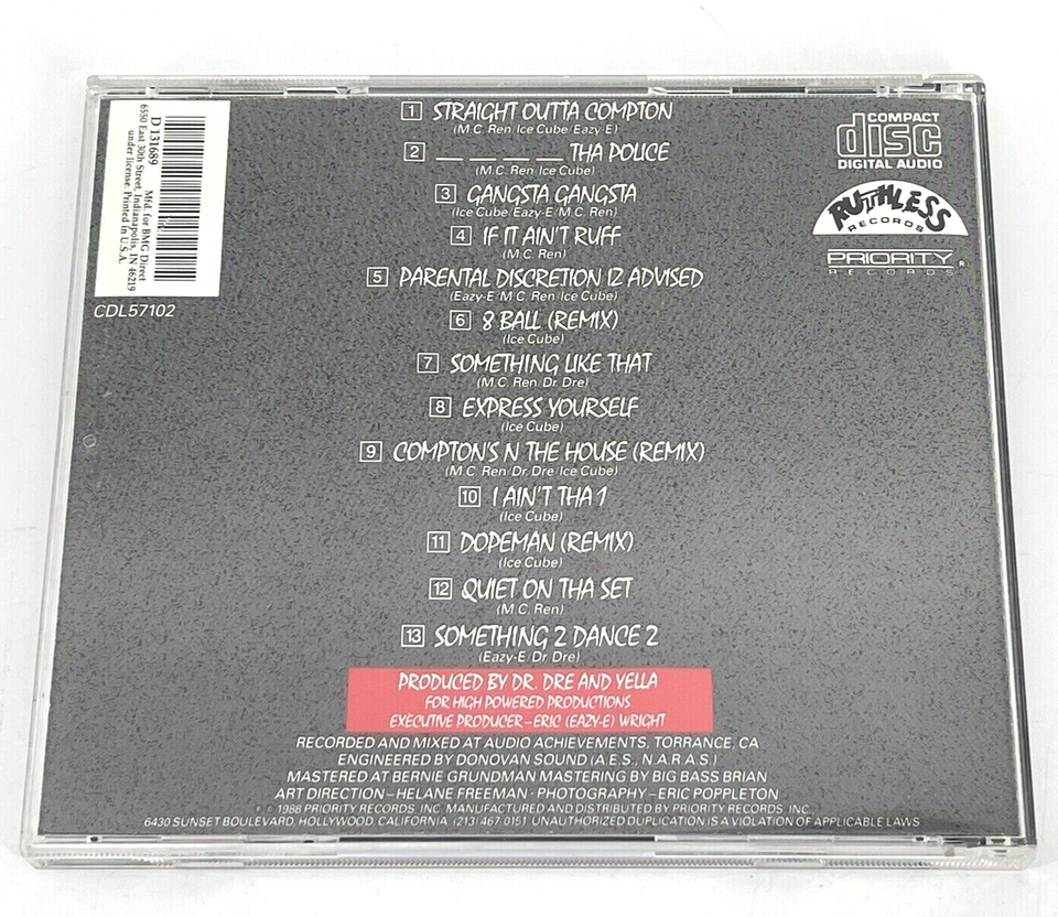 N.W.A.: Straight Outta Compton (CD) 1988 Priority ~ PLAYS PERFECTLY ...