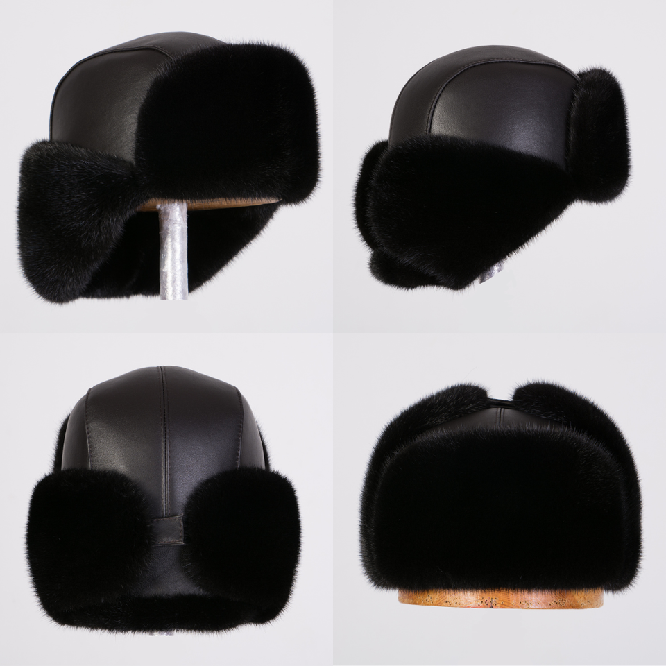 Men's Fur Hat Classic Fur Ushanka Hat Men Real Fur Hat Winter Men Mink ...