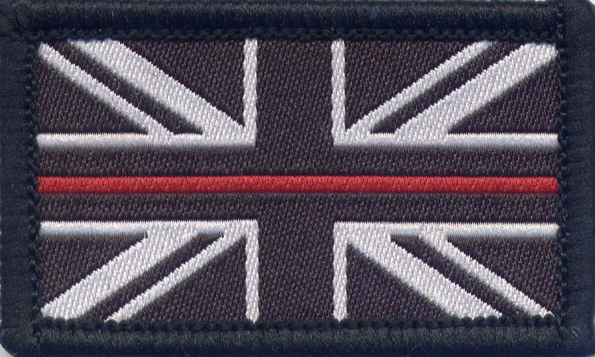 The Thin Red Line Firefighter Fire Service Woven Patch Union Jack Flag ...