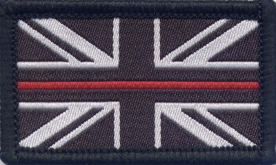 The Thin Red Line Firefighter Fire Service Woven Patch Union Jack Flag ...