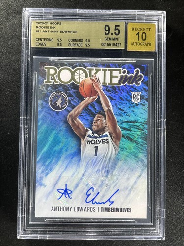 2020-21 Panini NBA Hoops Basketball Anthony Edwards RC Ink Auto BGS 9.5 ...