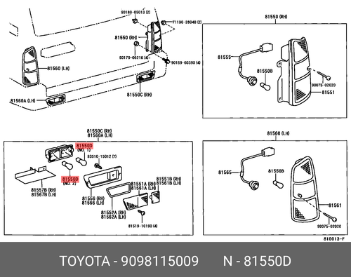 Genuine OE bulb, rear turn signal lamp, 9098115009 for TOYOTA 90981 ...