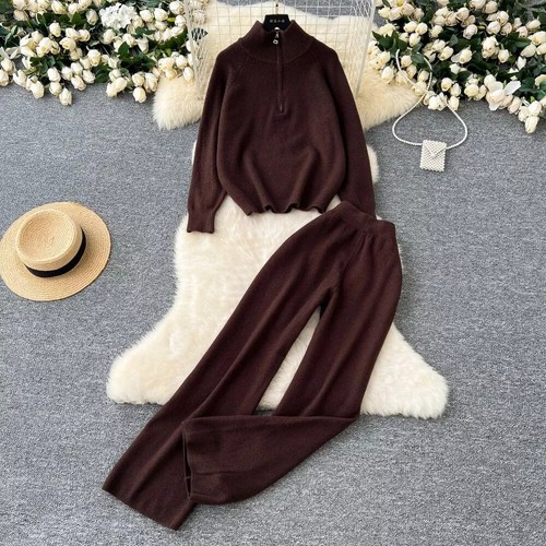 Ensemble Complet Tailleur Tuta Haut Pantalons Doux Marron 23338 | eBay