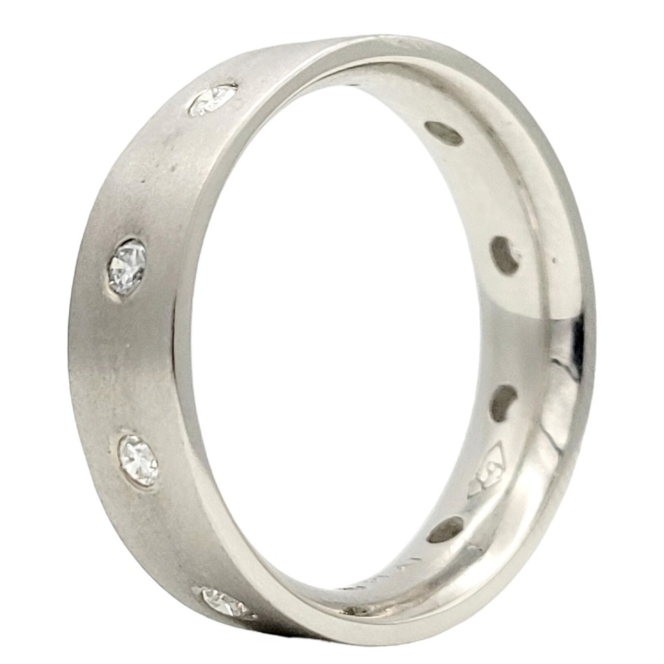 Ring Mens Round Diamond Flush Set Eternity Wedding Band Brushed ...