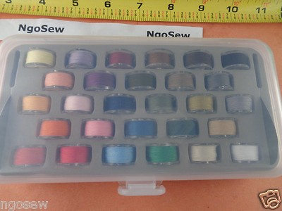 28 COLOR THREAD BOBBIN BOX Janome Singer Brother Viking 2518 SA156 ...