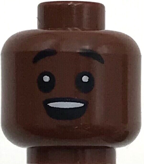 Lego New Reddish Brown Minifig Head Dual Sided Black Eyebrows Raised ...