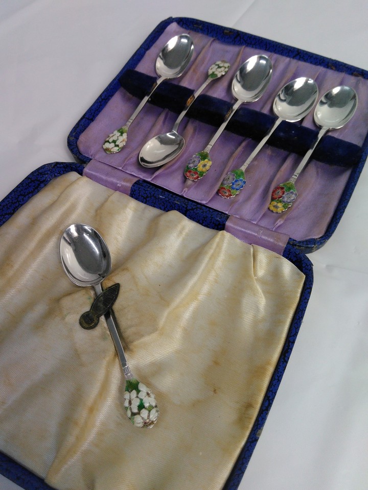Vintage Silver Spoon Set Enamelled | eBay UK