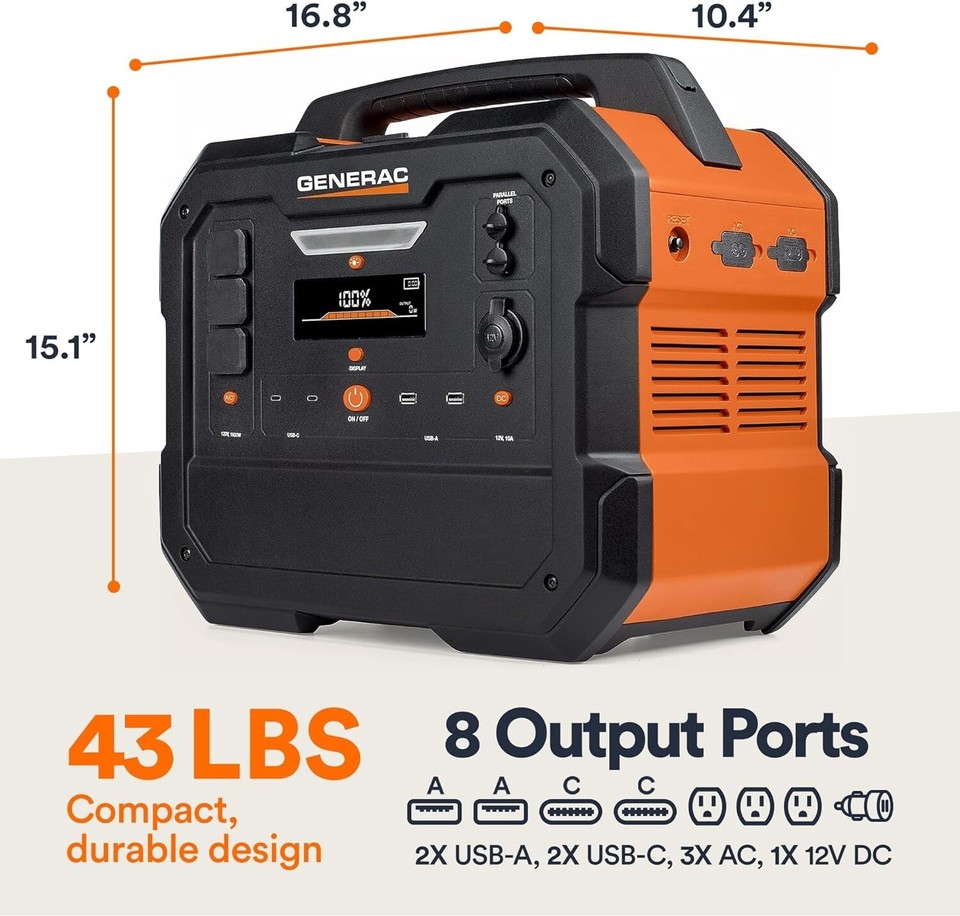 Generac 2106Wh Portable Power Station with Lithium-Ion Battery | eBay
