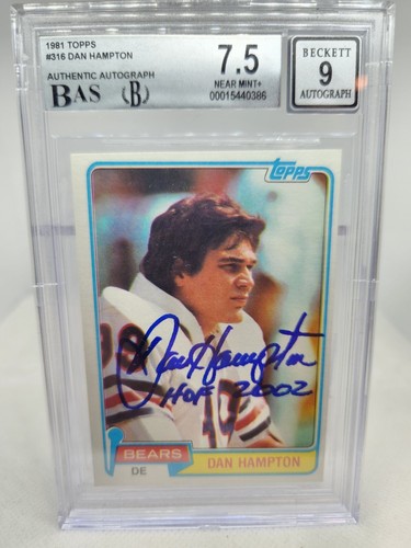 1981 Topps Dan Hampton Chicago Bears BAS 7.5 10 Signed Rookie Card RC ...