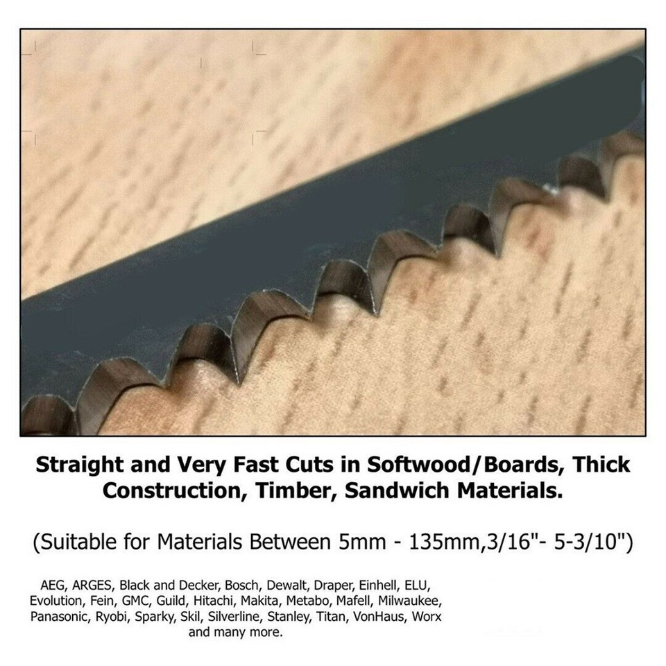 6x T744D 180mm Super Long Jigsaw Blade Quick Cutting Wood Plastic Jig ...