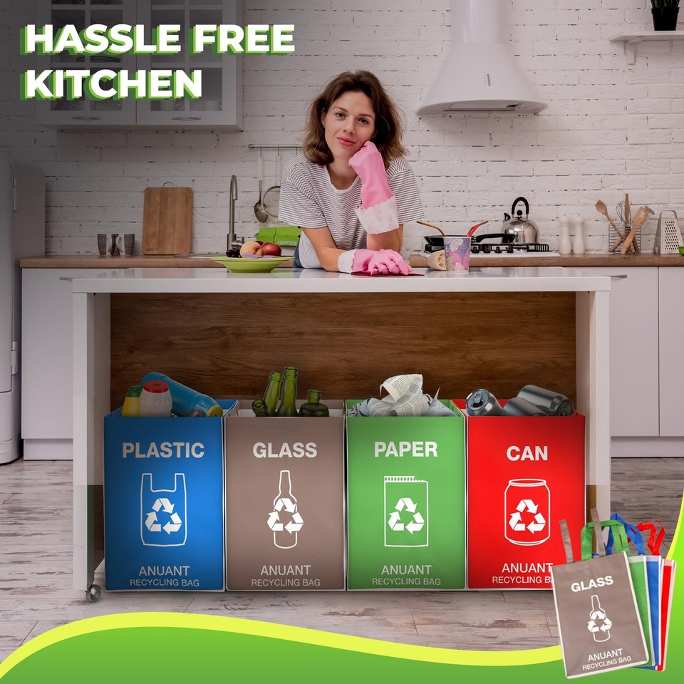 Separate Recycling Waste Bin Bags for Kitchen Office in Home - Large ...