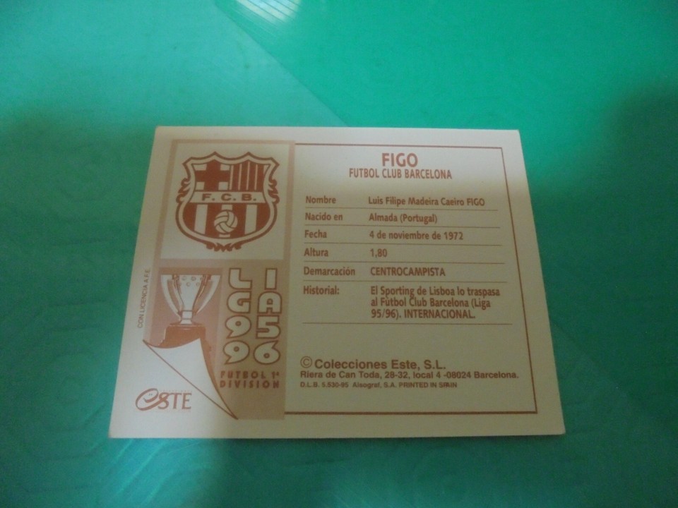 Luis Figo FC Barcelona Liga 1995-96 Panini sticker | eBay