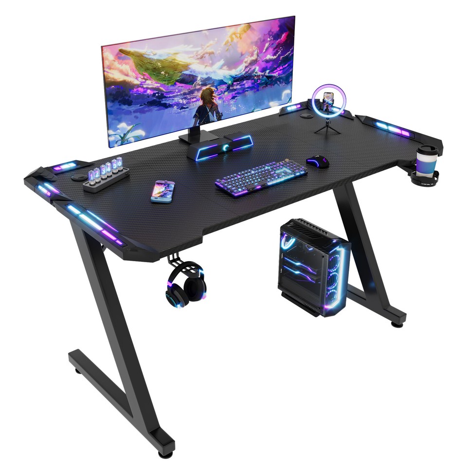 Gunji 120 cm Gaming Desk Computer Table Home Office Desk with Cup ...
