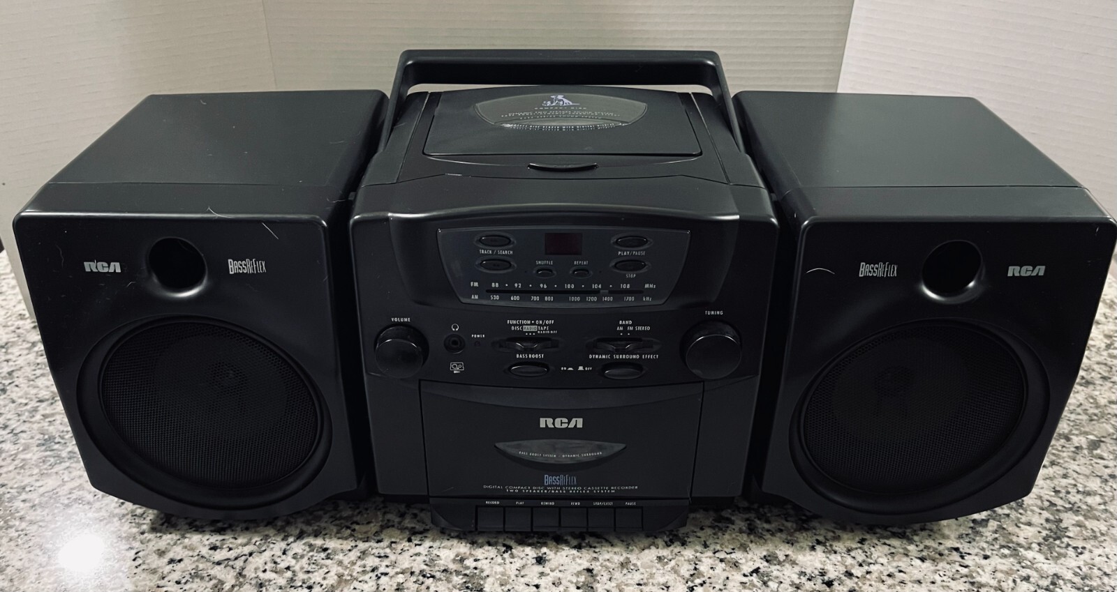 RCA Portable Boombox CD TAPE RECORDER Vintage Bass Reflex TESTED WORKS ...