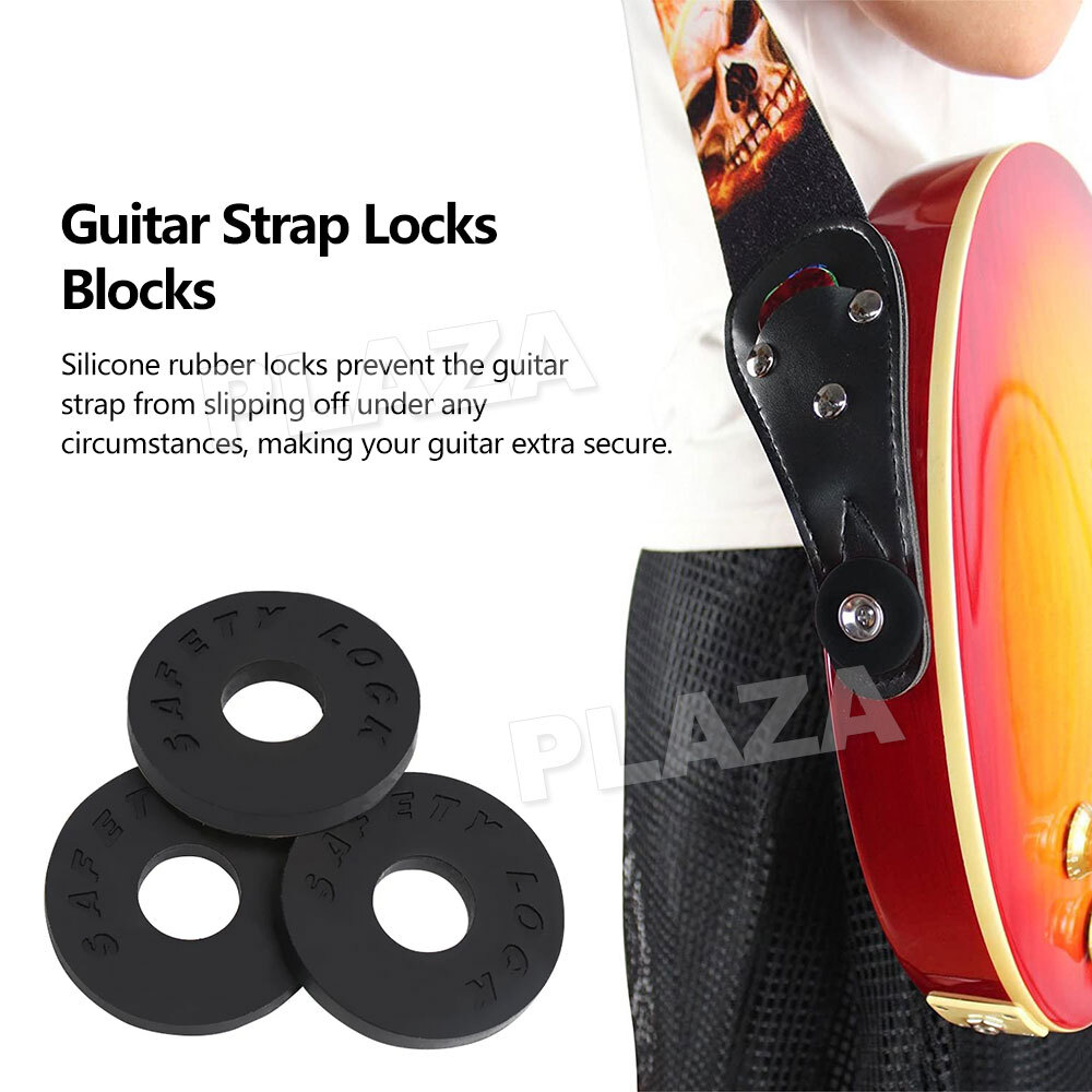 10x Acoustic, Electric, Bass, Guitar, Strap Locks Blocks Silicone ...