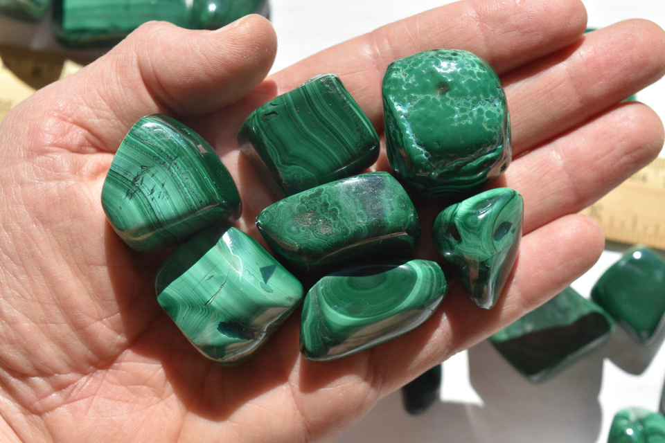 WHOLESALE Malachite Tumbled Polished Stones from Congo 2 kg Parcel ...