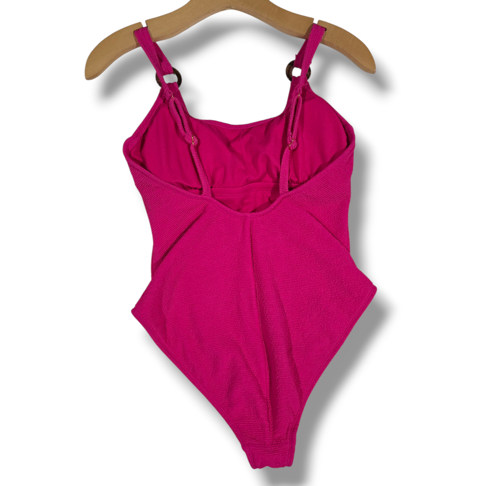 Shade & Shore Women’s Hot Pink Textured One-Piece Swimsuit – Size S (4 ...