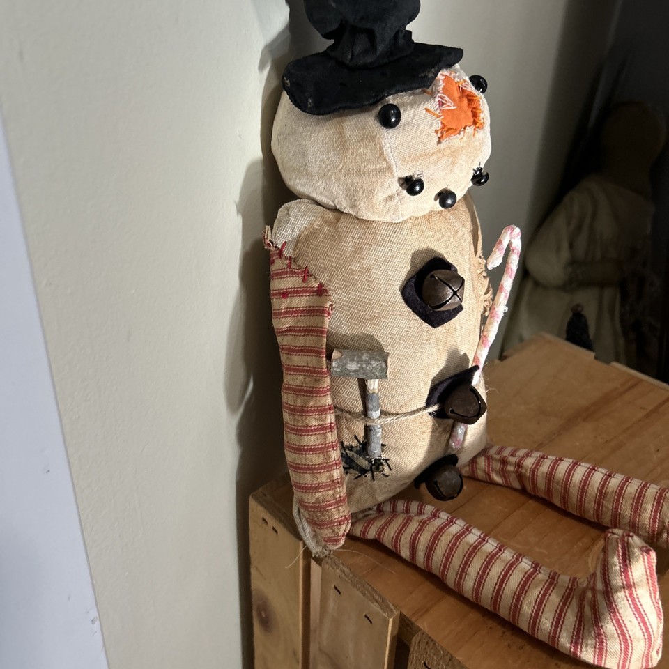 Primitive Christmas Winter Snowman Orvill | eBay