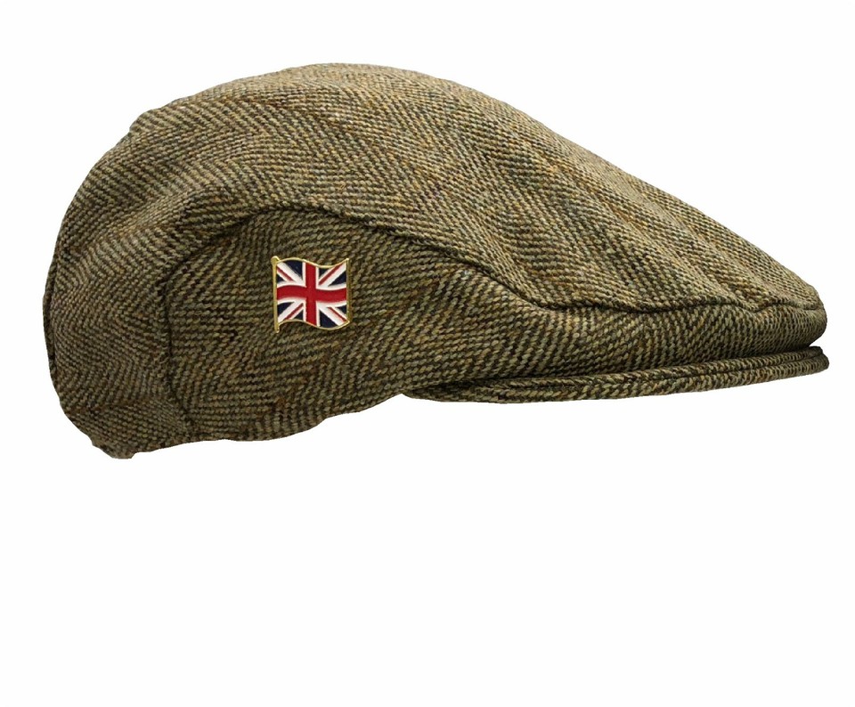 Mens Tweed Flat Cap Waterproof Teflon Coated Wool Shooting Hat Hunting ...