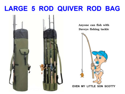 DFT LARGE 5 ROD: QUIVER ROD BAG CARP FISHING TACKLE BAG ROD HOLDALL ...