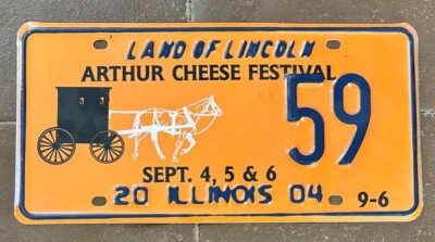 Illinois 2004 ARTHUR CHEESE FESTIVAL GRAPHIC License Plate # 59 | eBay