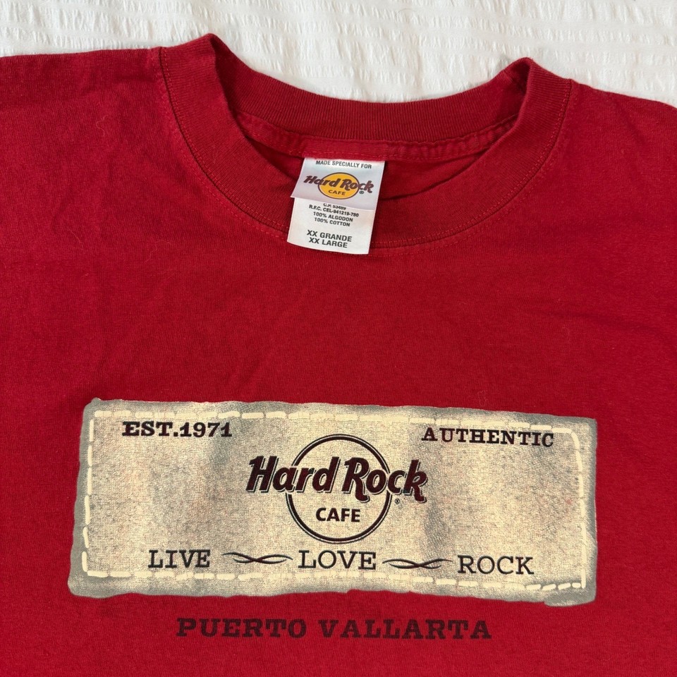 Hard Rock Cafe Puerto Vallarta T Shirt XX Large Red Est 1974 Live Love ...