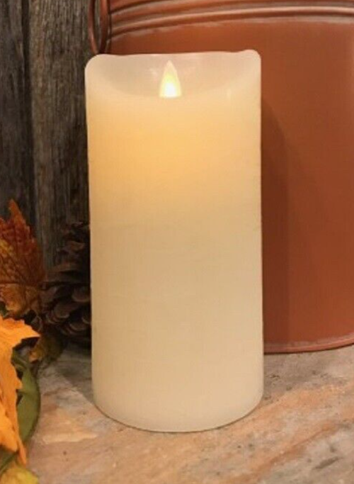 NEW Primitive PILLAR CANDLE CREAM TIMER Motion Faux Flame 3" x 6 ...